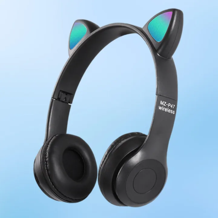 Headset Headphone Bluetooth model kucing LED Wireless Light kuping ...