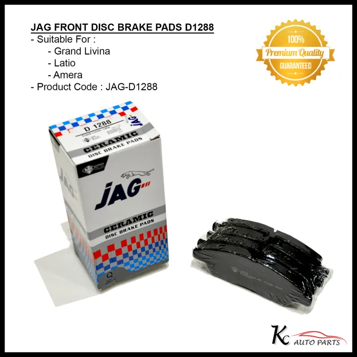 JAG Front Disc Brake Pads D1288 for Livina, Latio & Amera | Lazada