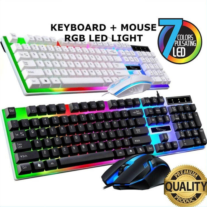 Set Keyboard Dan Tetikus Wired USB Luminous Gaming RGB Light Colourful ...