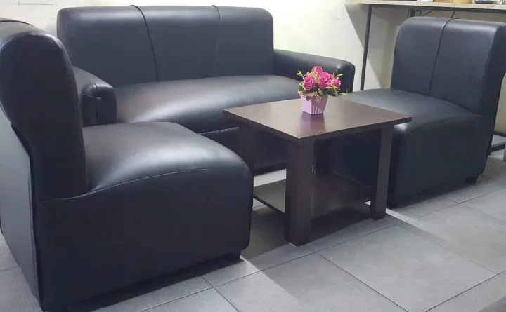 sala set black leather with center table | Lazada PH