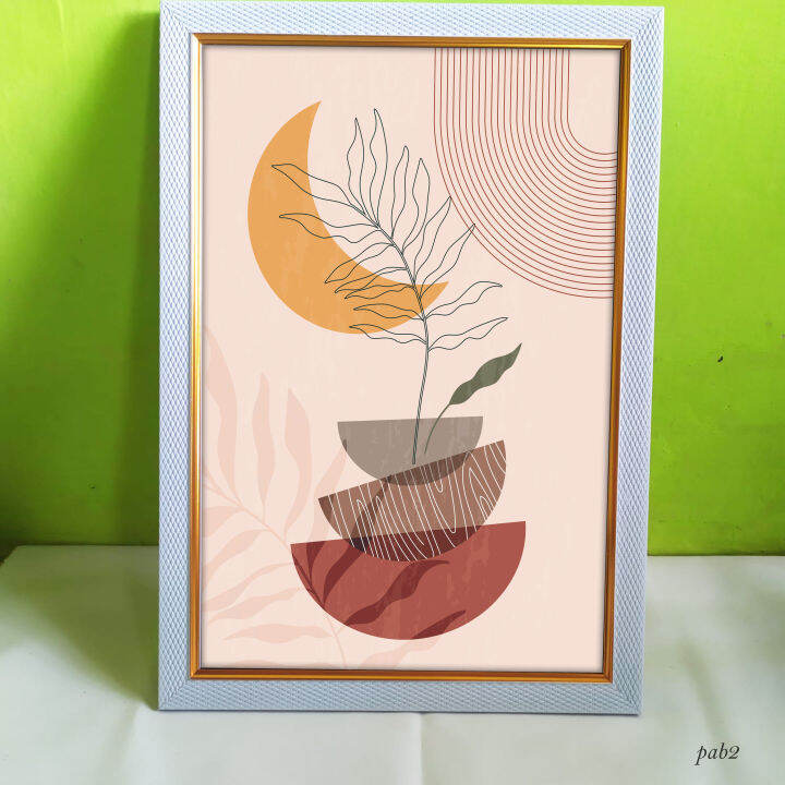 Poster pigura motif lukisan bunga abstrak aesthetic bingkai hiasan ...