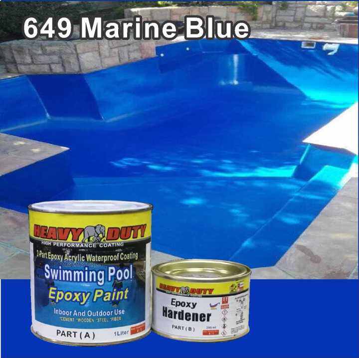 649 MARINE BLUE SWIMMING POOL EPOXY PAINT ( 1L ) Heavy Duty • 2-Part ...
