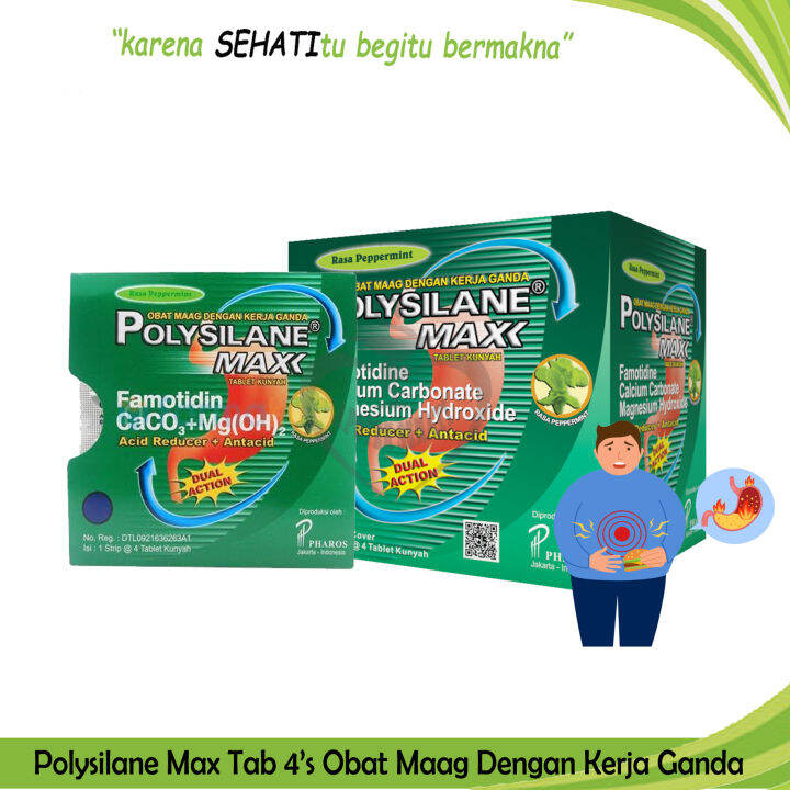 Polysilane Max Tablet Kunya Peppermint Mengatasi Maag Kembung Nyeri ...