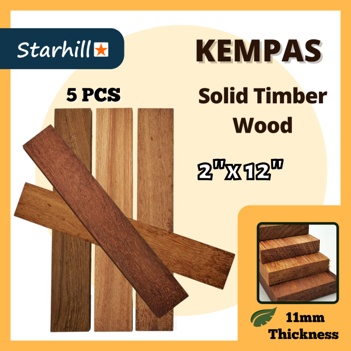 5 PCS Kempas 2"x12" Solid Timber Wood for Flooring Parquet Staircase ...