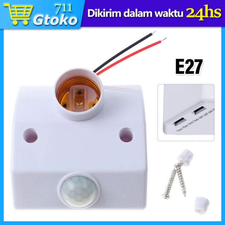 Infrared Sensor Lamp Holder E27 Fitting Adapter Lampu Otomatis Pir