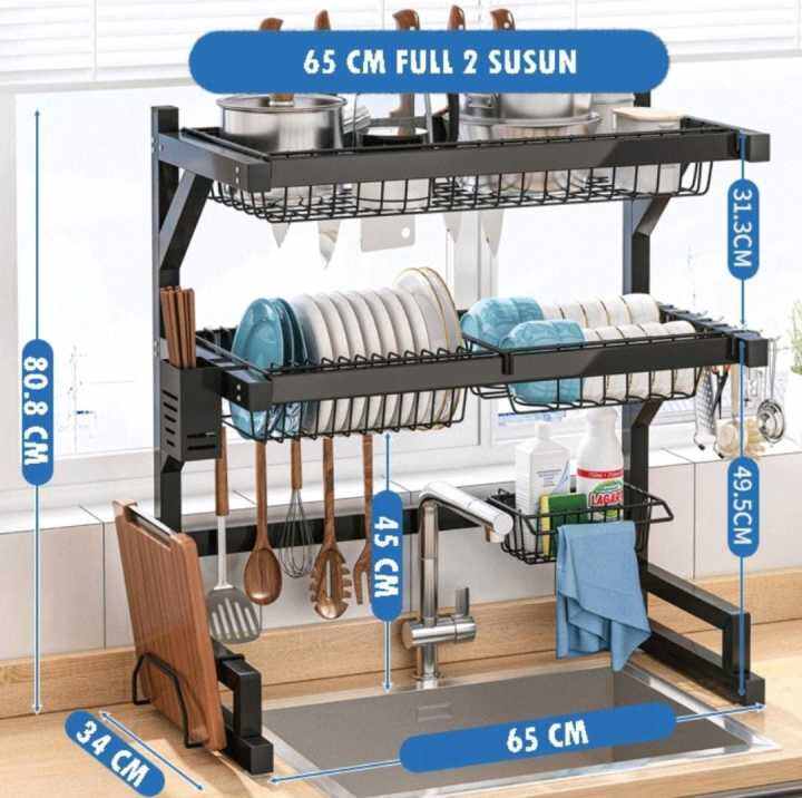 Rak piring / rak cuci piring / Dish rak / penyimpan piring 2 tingkat ...