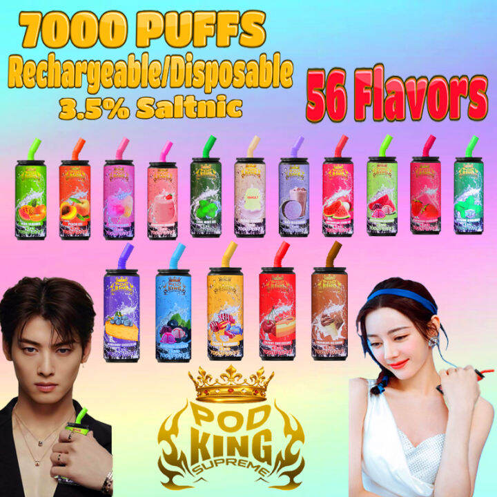 POD KING SUPREME Rechargeable Disposable PUFF PLUS 7000 Puffs 3.5% ...