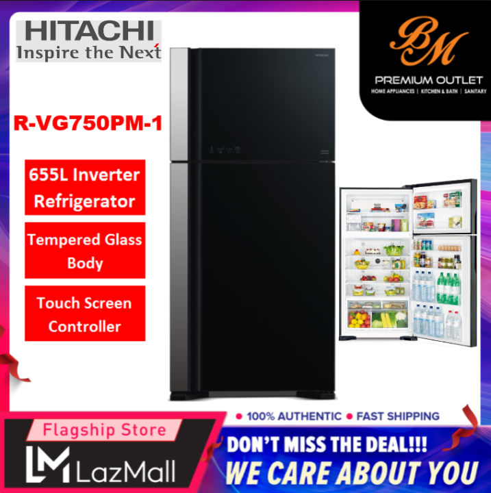 Hitachi [ R-VG750PM-1 ] 655 Liter 2 Door Inverter Refrigerator With ...