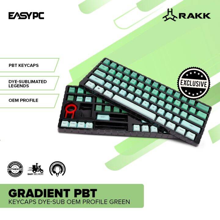 EasyPC | RAKK GRADIENT PBT Keycaps Dye-Sub OEM Profile Blue, Green or ...