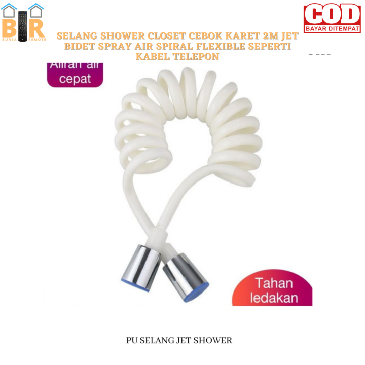 Selang Shower Closet KARET 2M JET BIDET SPRAY AIR SPIRAL FLEXIBLE ...