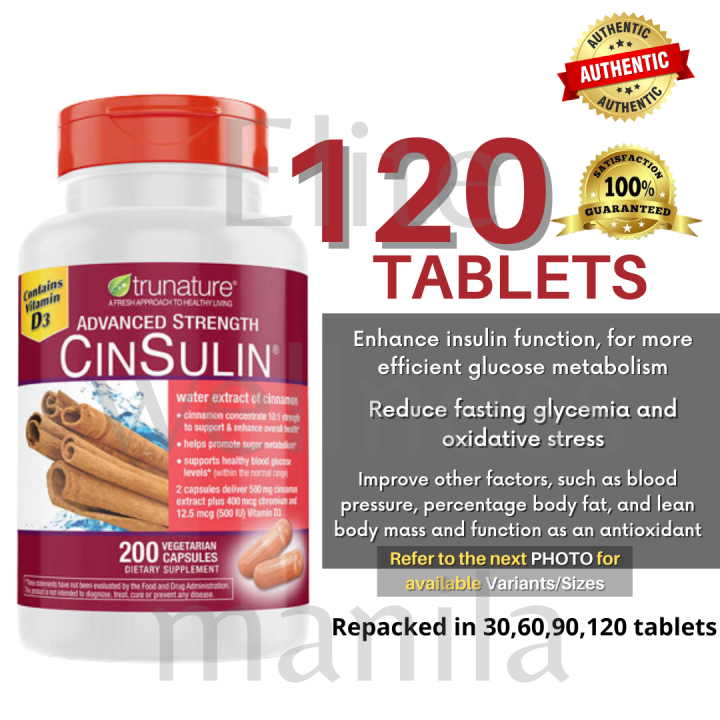 120 Capsules- Trunature Advanced Strength CinSulin 500mg, AUTHENTIC ...