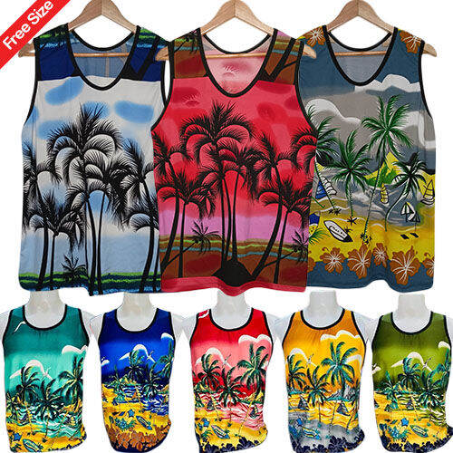 Hawaiian Muscle sando for men (Assorted colors and design) | Lazada PH