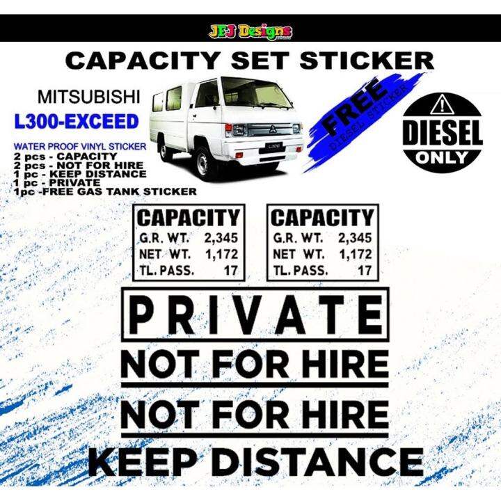 L300 MITSUBISHI CAPACITY STICKERS SET | Lazada PH