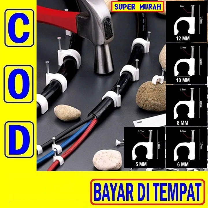 Klem Kabel Paku Beton Baja Asli Penjepit Listrik Clip Klip 5mm 6 8 10 ...