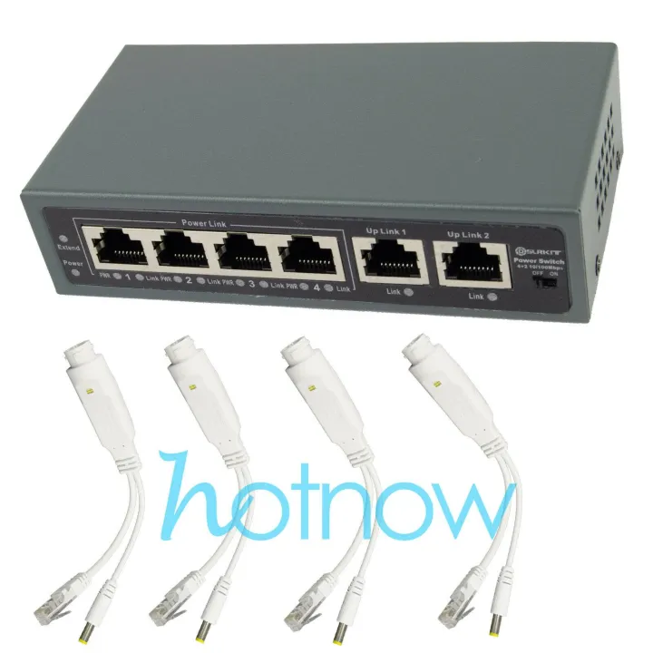 6 Ports 4 PoE Kit (Switch + PoE Splitter) 18V-55V to 12V DC Buck ...