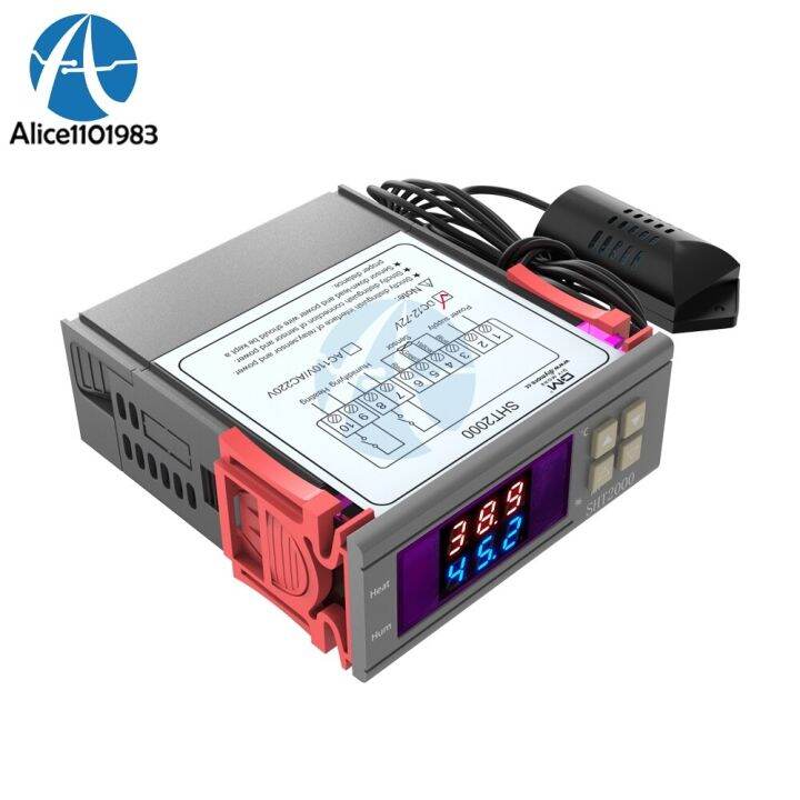 SHT2000 Dual Digital Thermostat Temperature Humidity Control Thermometer Hygrometer Controller ...