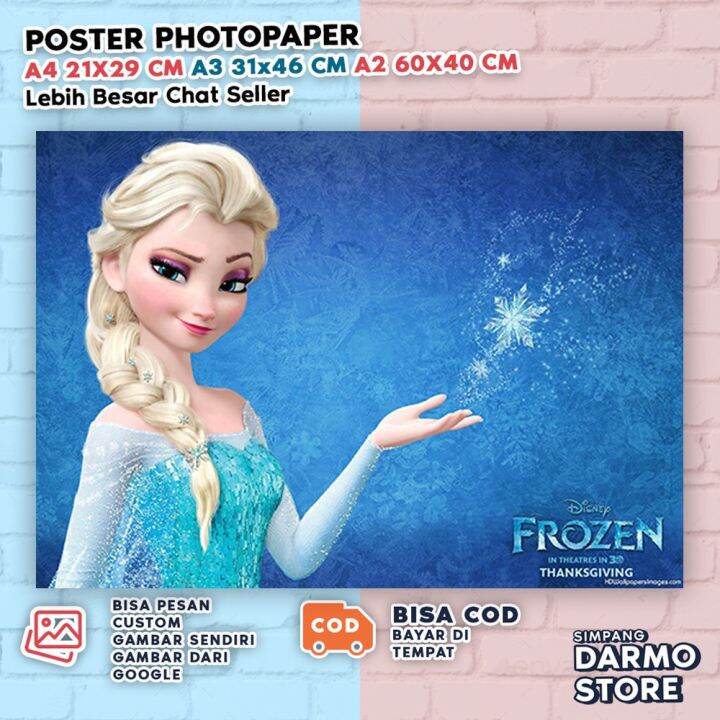 Poster Frozen Elsa Kartun Hiasan Dinding Anak Anna Olaf Frojen Frosen ...