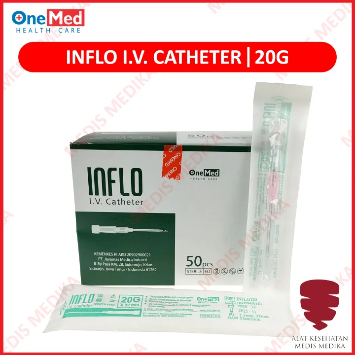 IV Catheter 20G Onemed Inflo Surflo Jarum Infus Abocath Cateter 20G ...