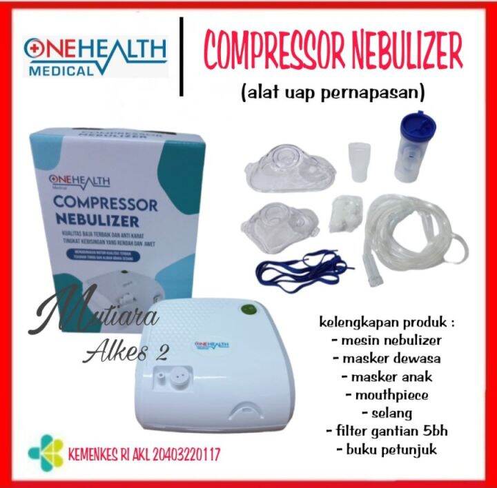 NEBULIZER Compressor ONEHEALTH Portable Alat Uap Terapi Pernafasan ...
