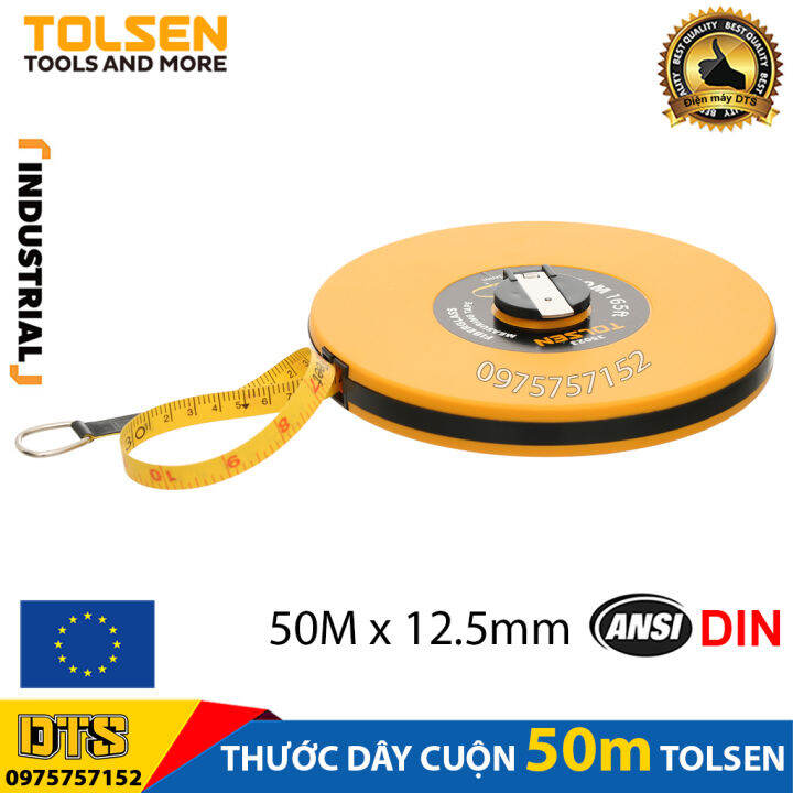 Thước dây cuộn 50m công nghiệp sợi thuỷ tinh TOLSEN, thước cuốn đa năng ...