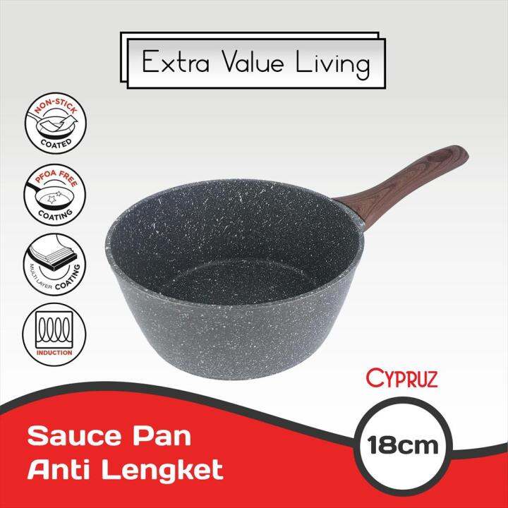 CYPRUZ Panci Sauce Pan Keramik 18 CM Panci Marble Anti Lengket EVL-SN ...