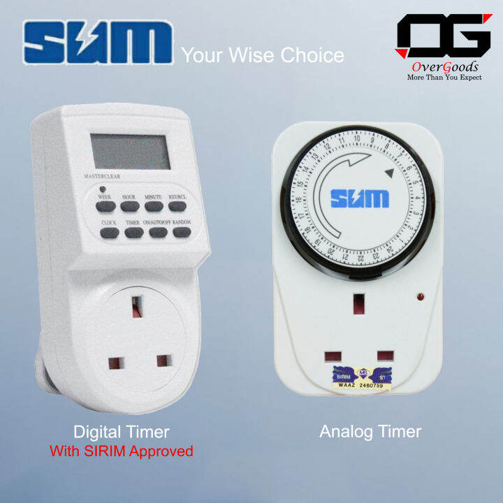 Sum 24hrs Digital Timer Analog Timer 3 Pin Plug W Sirim Approved Lazada