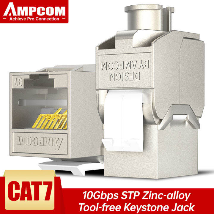AMPCOM RJ45 Keystone jack, CAT7/CAT6/CAT5E Tool-Less STP Shielded ...