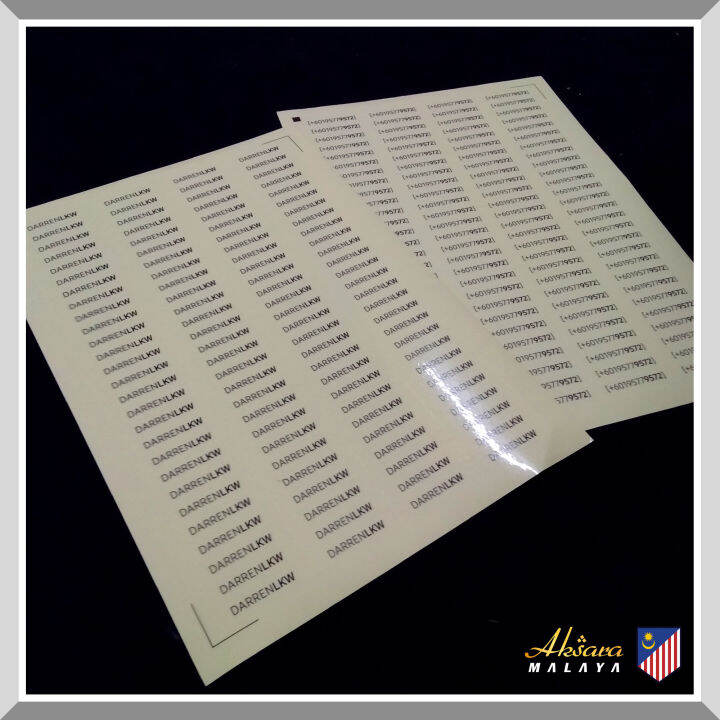 Pelekat Nama - Sticker Nama - Custom Sticker Name Label Transparent ...