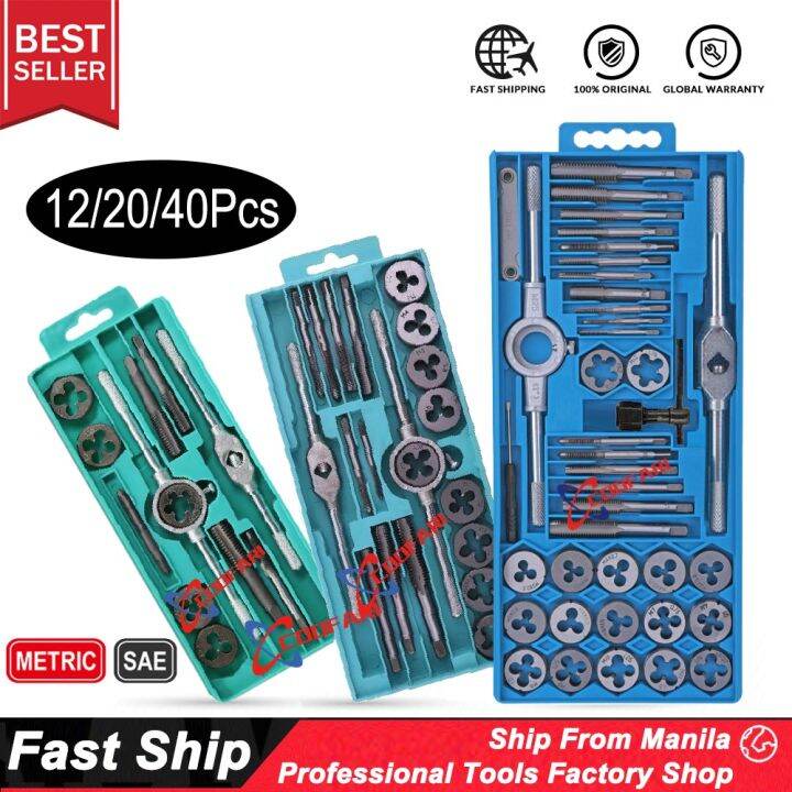 40pcs tap die set M3-M12 Screw Thread Metric Taps wrench Dies wrench screw Threading hand Tools ...