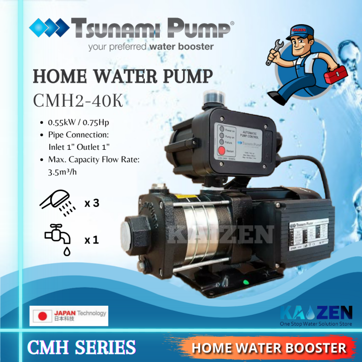 (FREE Installation) TSUNAMI PUMP CMH 2-40K 0.75HP Automatic Booster Water Pump | Lazada