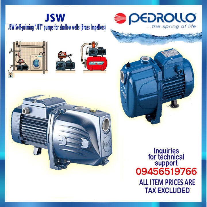 Pedrollo - JSW Self-priming pumps for Shallow Wells (Brass Impeller) | Lazada PH