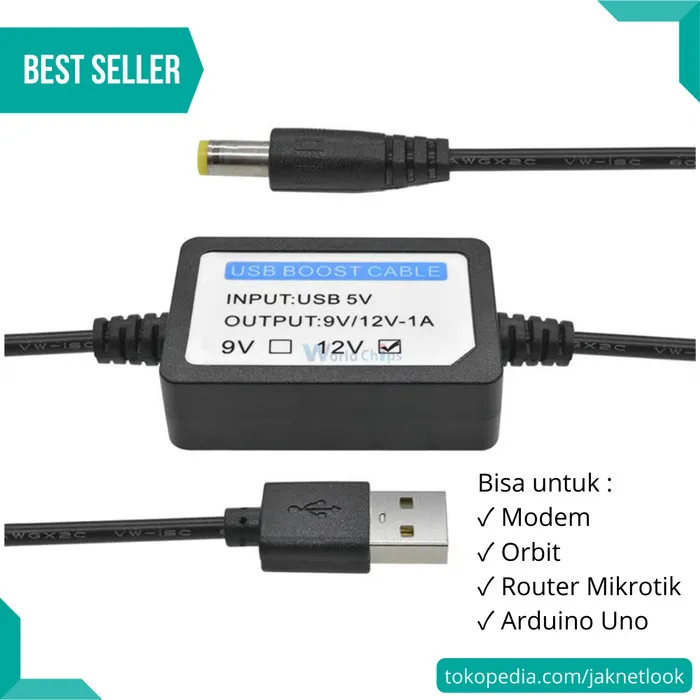 [COD] Kabel Usb Power Step Up Converter 5V To 12V Modem Orbit Router ...