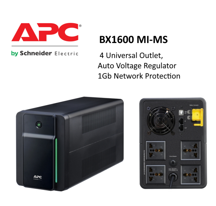 APC BX1600MI-MS BACK-UPS 1600VA, 230V, AVR, Universal Sockets | Lazada ...