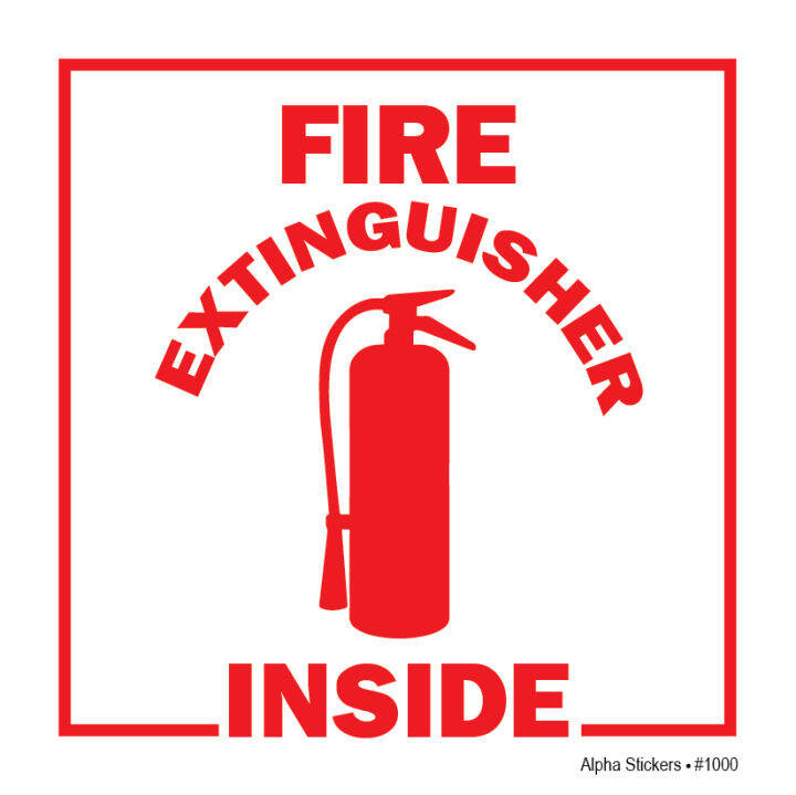 Fire Extinguisher Inside Sign Vinyl Sticker Size: 2.75"Wx 2.75"H - 5pcs ...