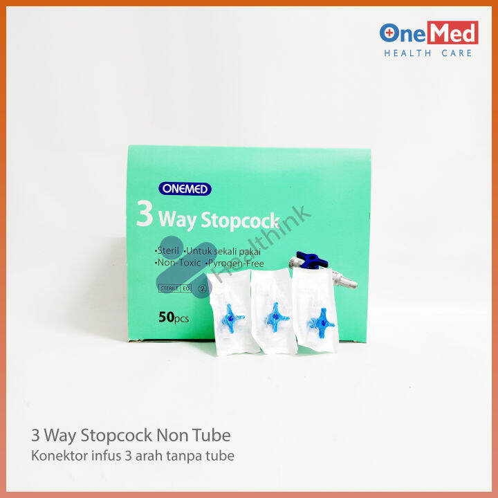 Onemed 3 Way Stopcockk No Tube Per PCS/ ECER/ Konektor Infus/ Three Way ...
