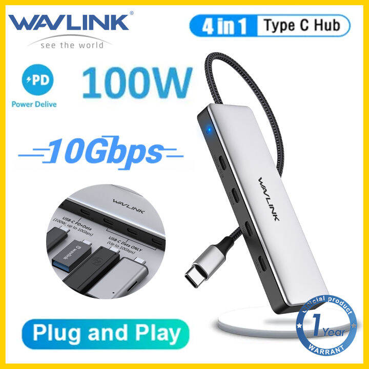 Wavlink 4-In-1 USB C Hub With 4 USB C Data Ports Supporting 100wpd USB ...