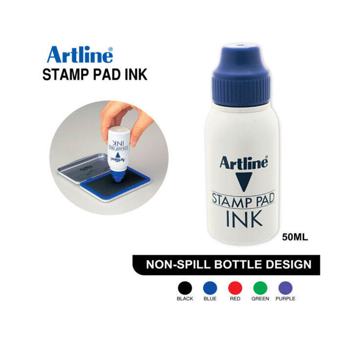 Artline Stampad / Stamp Pad Refill Ink 50cc (Black / Blue / Red) | Lazada
