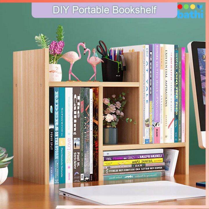 Rak Buku Minimalis Serbaguna Organiser Kayu Dekorasi Meja Belajar DIY ...
