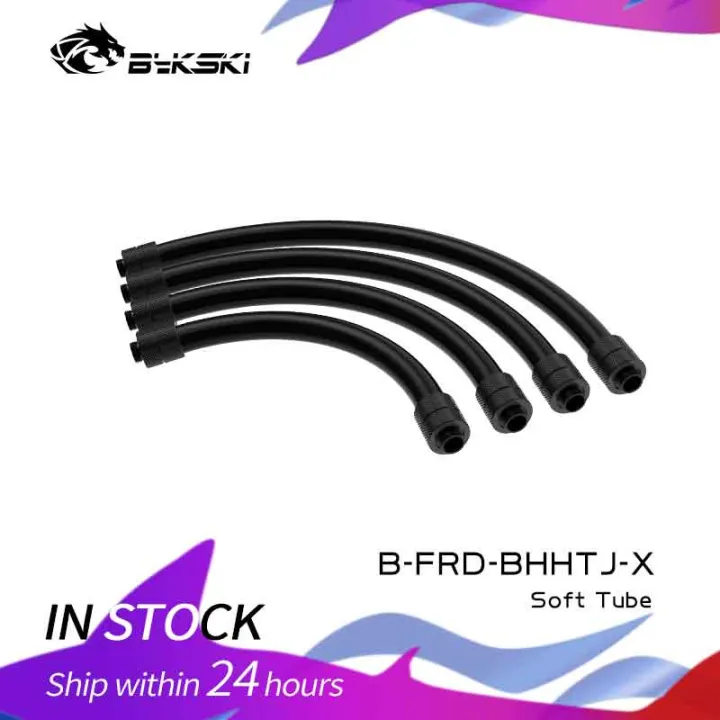 1 【CW】 Bykski PC Water Cooling G1-4 'Fitting หลอดอ่อนนุ่มชุดหลอดสีดำ20 30 40 50ซม.360องศาหมุน ...