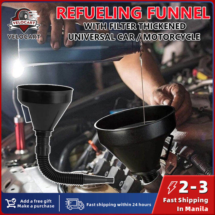 Black Flexible Oil Funnel Car & Motorcycle Funnel Spout Mesh Screen ...