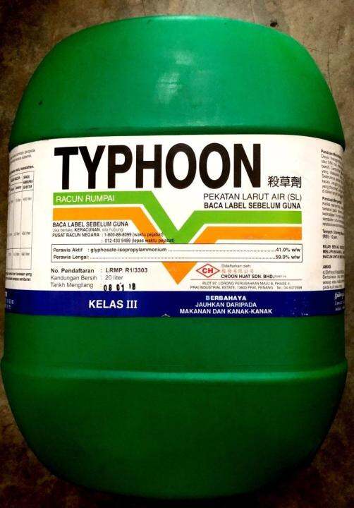 Racun Rumput / Rumpai TYPHOON Glyphosate 41% Herbicide 20 Liter | Lazada