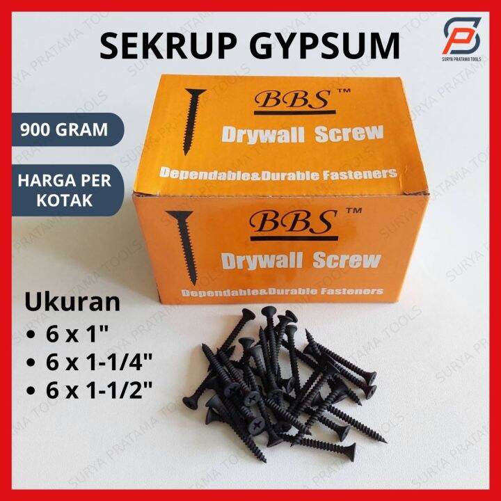 [1 KOTAK] SEKRUP GYPSUM BAJA BAUT SKRUP GIPSUM KAYU DRYWALL SCREW 900 GRAM | Lazada Indonesia