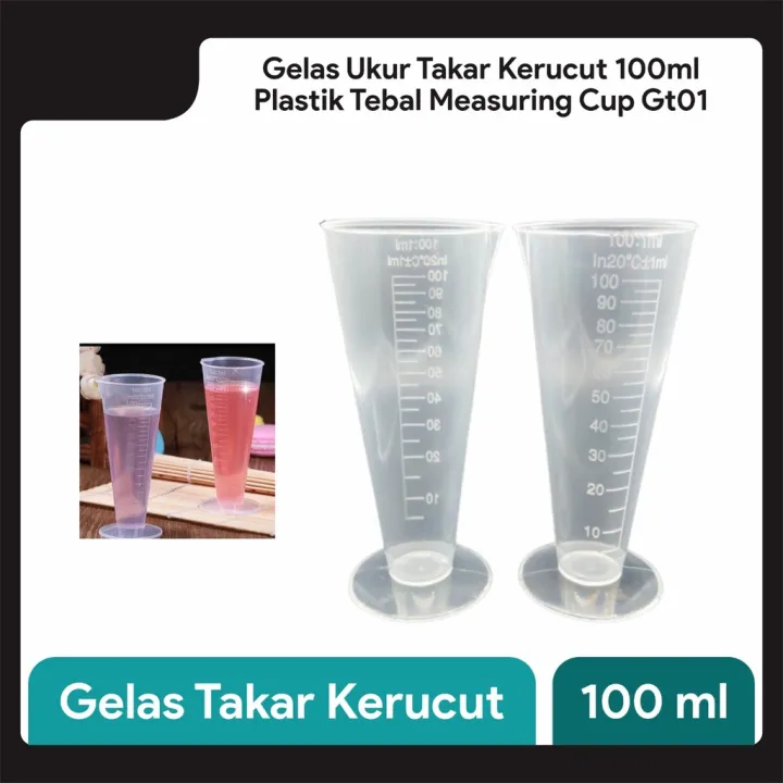 Gelas Ukur Plastik Gelas Takar Kerucut Tebal Measuring Cup 100ml GT01 ...