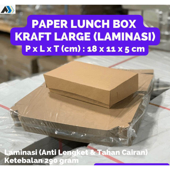 (10 PCS) Paper Lunch Box Kotak Makan Ukuran 18x11x5 cm (Lunchbox Large ...