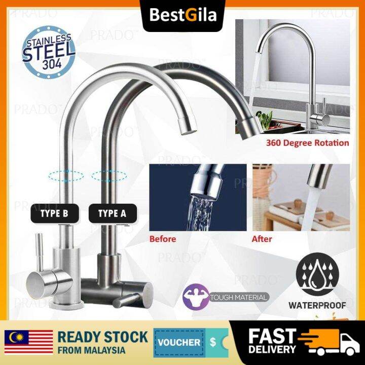 BestGila Malaysia SUS 304 Stainless Steel Rust-Free Anti-Rust 360 Rotatable Kitchen Tapware ...