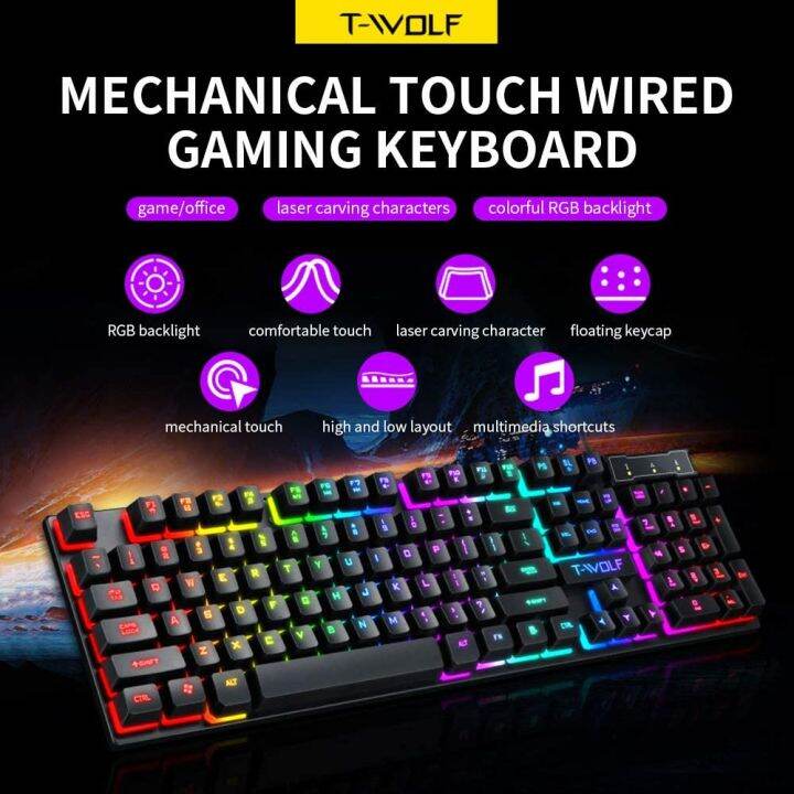 SM T20 Wired Gaming Keyboard 104 Key Colorful RGB Backlight | Lazada PH