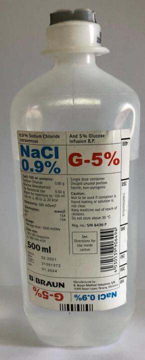 B.Braun 0.9% Sodium Chloride And 5% Glucose Intravenous Infusion B.P. 500ML | Lazada Singapore