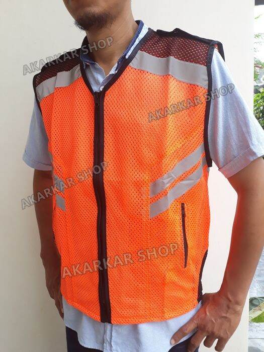 Rompi Safety Proyek Lapangan Rompi Orange K3 | Lazada Indonesia