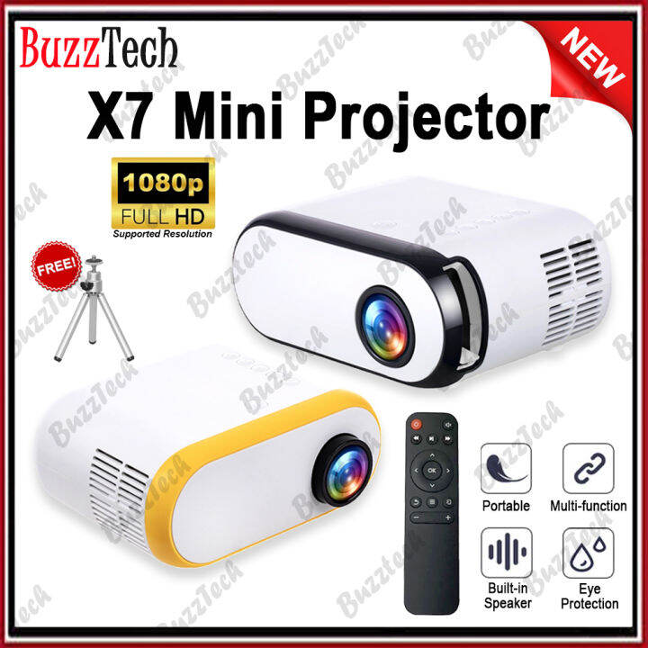 BuzzTech X7 Portable Mini Projector Full HD 1080p Phone Projector Home ...