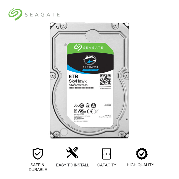 Seagate Skyhawk ST6000VX001 6TB 3.5" Internal Hard Drive SATA 6Gb/s ...
